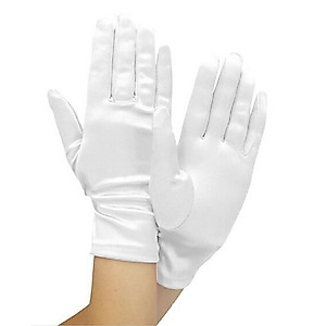 ZAZA BRIDAL Shiny Stretch Satin Dress Gloves Wrist Length 2BL-White