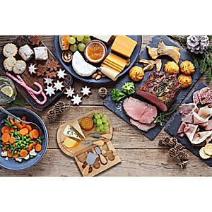 Cheese Board Set by StarBlue - with 4 Knives and Slide Out Drawer | Large Oak Wooden Cheese and Platter Cutting Serving Plate Tray | Best for Housewarming and Birthday Gift