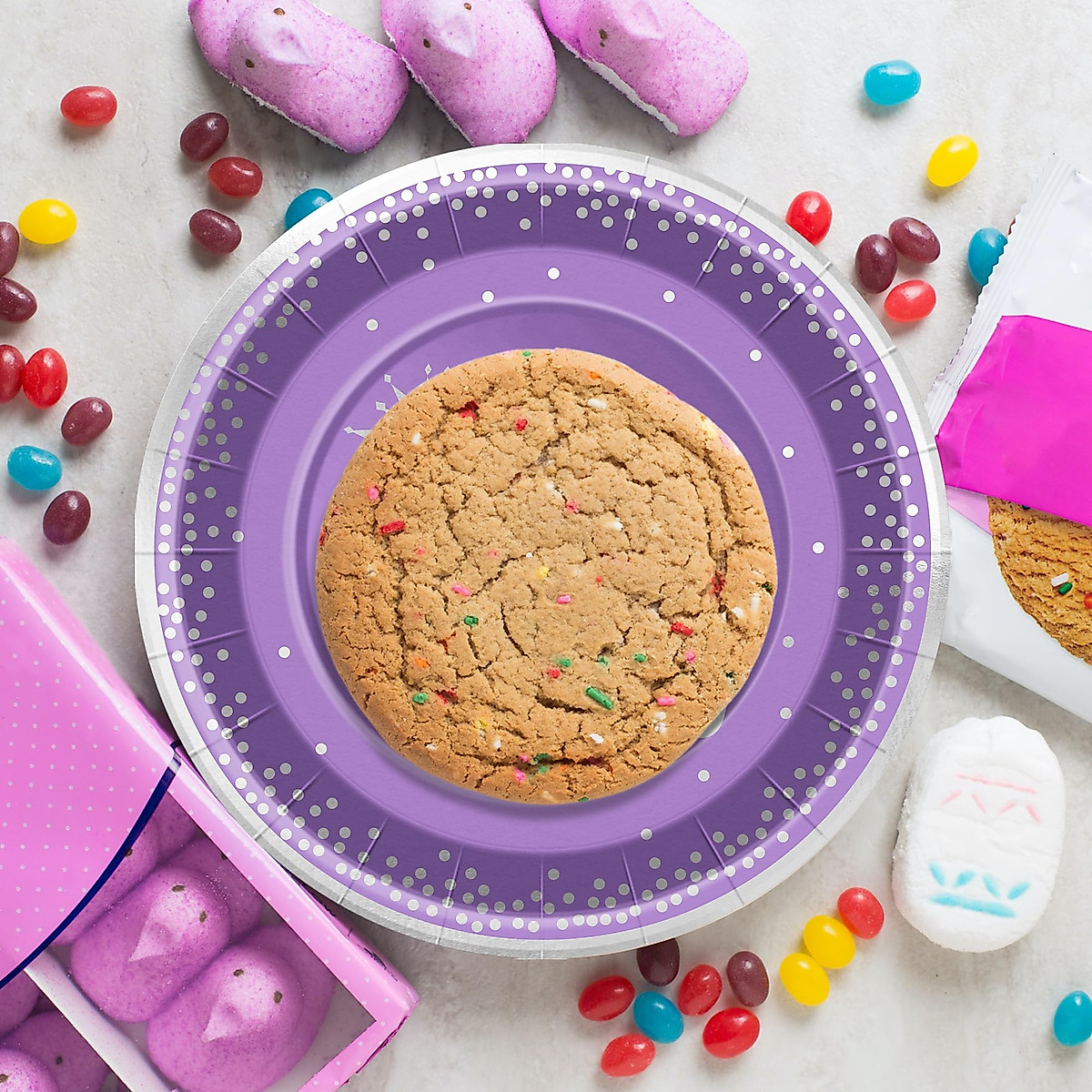 96 Pieces Purple and Silver Birthday Plates and Napkins Party Tableware Set with Happy Birthday Party Decorations,Paper Plates,Napkins and Forks for 24 Guests