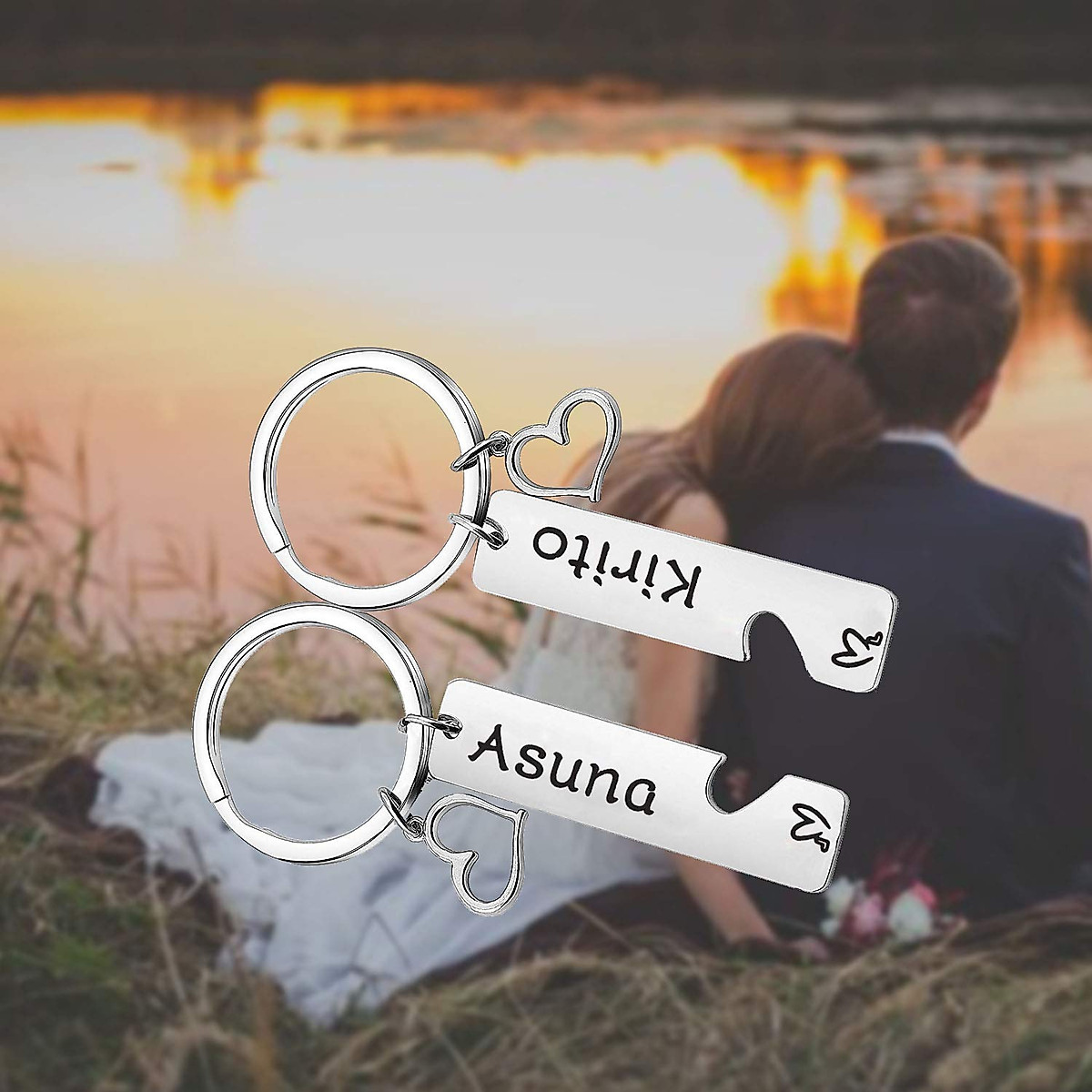 MYOSPARK Kirito And Asuna Couples Keychain Set His And Her Gift For Couple Boyfriend Husband (Ausna and Kirito Keychain)