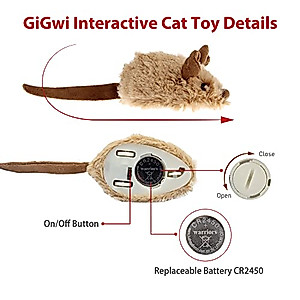 Gigwi Cat Toys for Indoor Cats, Interactive Cat Toys for Cat Exercise, Automatic Moving Kitten Toys with Real Mouse Sound