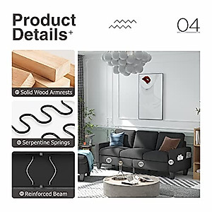 Sunrise Coast Sectional L Shaped Sofas & Couches with Ottoman Modular Convertible 3 Seat Sofas for Living Room Small Apartment, Couches with Storage Space, Dark Gray