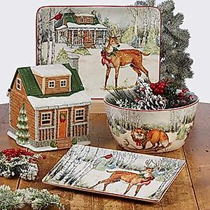 Certified International Winter Forest 8.25" Salad/Dessert Plates, Set of 4, Multicolored