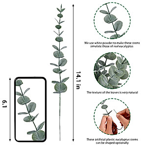 CEWOR 24pcs Eucalyptus Stems Decor Artificial Eucalyptus Leaves Faux Greenery Branches for Wedding Centerpiece Flower Floral Arrangement Farmhouse Home Decoration
