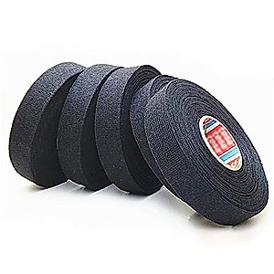 WFPOWER Cloth Tape for Wire Loom Harness 5 Pack, Wiring Harness Cloth Tape Black Adhesive Fabric Tape for Automobile Electrical Wire Harness Noise Damping Heat Proof Fire Resistant 19 mm X 15m