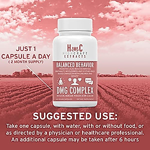 HighCraft Extracts DMG Supplement - Balanced Behavior - Calm, Reduces Irritability, restlessness, soothes Mood Changes - Magnesium, Potassium, Betaine, Dimethylglycine, Calcium Gluconate, Glycine