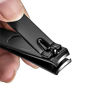 Nail Clippers Set, Sharp Stainless Steel Fingernail Clipper & Toenail Clippers, Black Nail Cutter, Large and Small 2 Piece Set. (Large/Small)