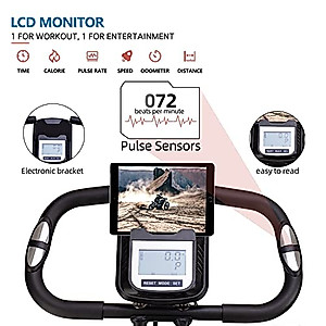 Davcreator Folding Exercise Bike, 2-in-1 Magnetic Recumbent & Upright Indoor Foldable Stationary Bikes for Home Workouts