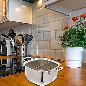 SHERCHPRY Pan Divider Stainless Steel Cookware Hot Pot with Divider Shabu Shabu Hot Pots Stainless Steel Pot for Induction Cooktop Gas Stove M Stainless Steel Wok Supplies