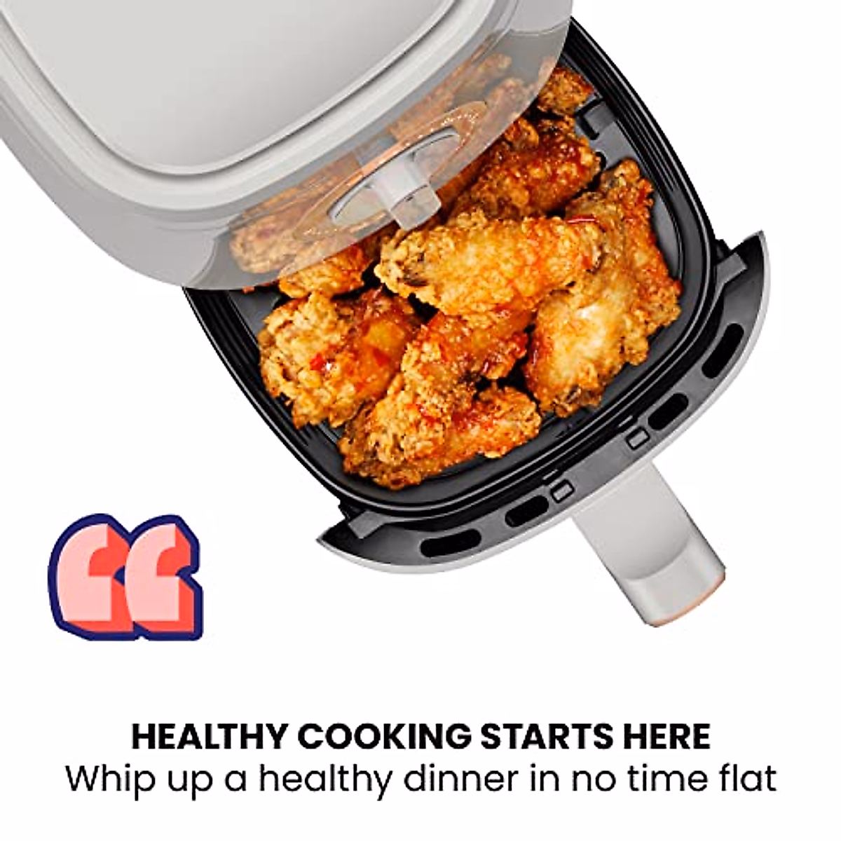 Chefman TurboFry 2-Quart Air Fryer, Dishwasher Safe Basket & Tray, Use Little to No Oil For Healthy Food, 60 Minute Timer, Fry Healthier Meals Fast, Heat And Power Indicator Light, Temp Control, White