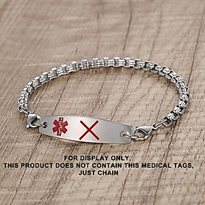 LinnaLove Stainless Steel Rolo Chain Interchangeable Bracelets-Match Medical id tag(CK06-6)