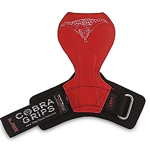 2018 Cobra Grips Flex Model Weight Lifting Gloves Heavy Duty Straps Alternative Power Lifting Hooks Best for Deadlifts with Padded Wrist Wrap Support Bodybuilding (Medium, Red Rubber)