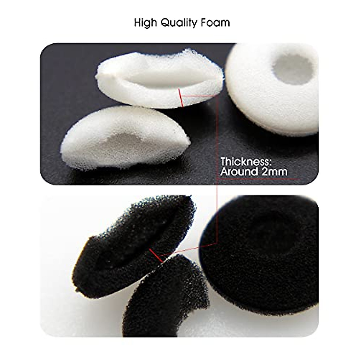 FAAEAL 15 Pairs Replacement Ear Tips for Ear Buds Headsets Earphones Accessories,Soft Foam Earbuds Eartips,Earpads Ear Bud Pad Cushions Replace Sponge Covers for Diameter 15mm-20mm Headphones(Black)