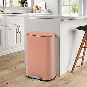 13.2 Gallon(50L) Trash Can, Fingerprint Proof Stainless Steel Kitchen Garbage Can with Removable Inner Bucket and Hinged Lids, Pedal Rubbish Bin for Home Office