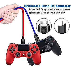 2 Pack 10ft Charging Charger Cable for PS4 Controller, Nylon Braided USB Charge Cable Data Sync Cord with Customized Connector for Sony Playstation 4/ PS4 Slim/ PS4 Pro Controllers (ONLY Fit PS4)