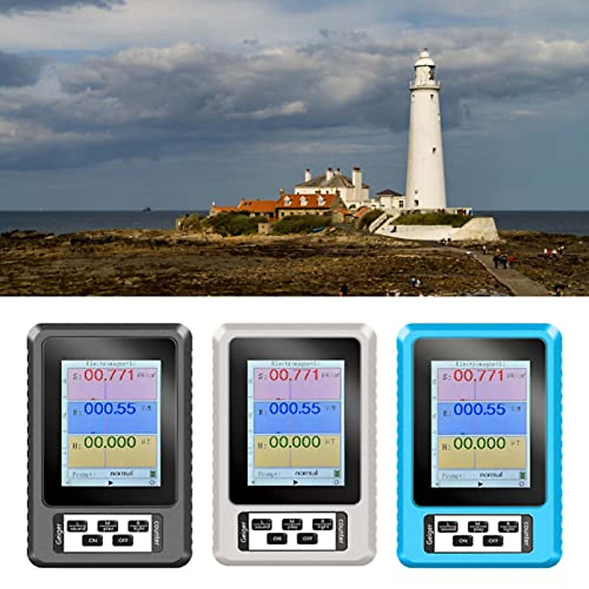 Handheld EMF Meter High Accuracy Digital Display Electromagnetic Field Radiation Detector Nuclear Dose Counter for Industry(White)