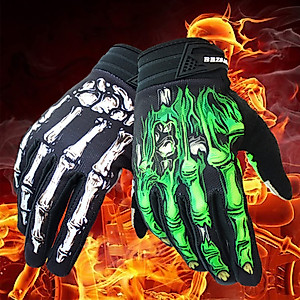 BRZSACR Skeleton Cycling Gloves Motorcycles Gloves Off-Road Vehicle MTB, Bicycle Gloves Shock Absorption Non-Slip Touch Screen Design,for Various Outdoor Sports (XL, White)