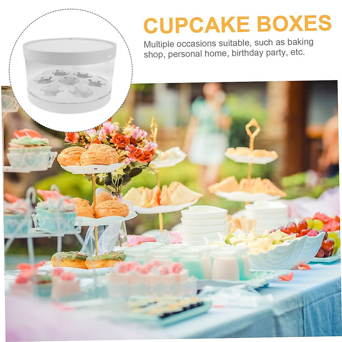 Abaodam 2pcs Elegant Cupcake Carrier Box Cupcake Packaging Box Handle for Cupcake Muffin Cake Safe Material Easy to Carry for Party Catering