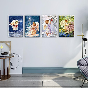 4 Pack 5D Diamond Painting for Adults DIY Angel Diamond Painting Full Drill Round Diamond Dots Art Kits for Kids DIY Elves Girl Diamond Art Painting Diamond Pictures Mosaic Sticker Art Kits 12x16In