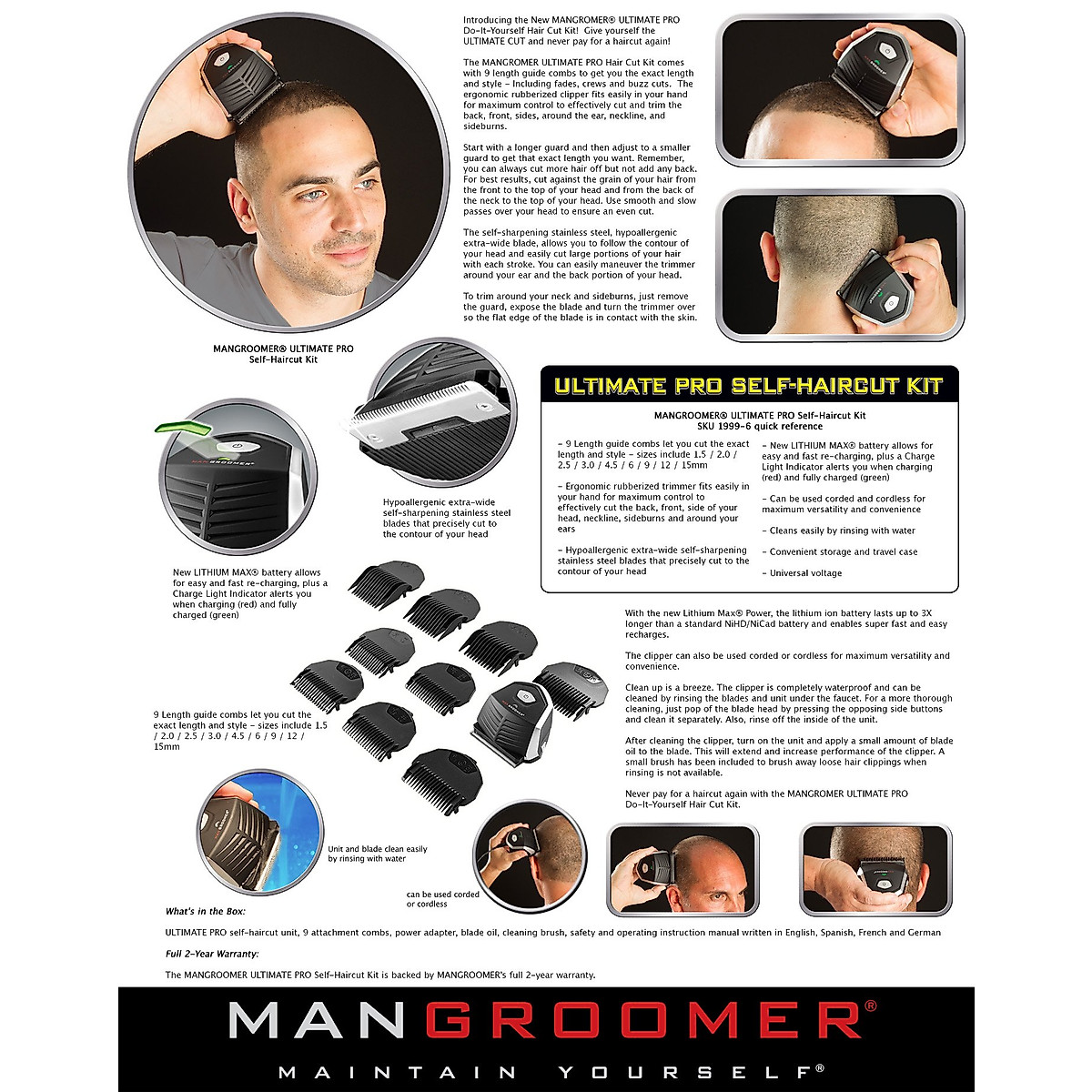 MANGROOMER The Looking Good Bundle Self-Haircut Kit Nose & Ear Hair Trimmer