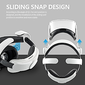 Head Strap for VR Quest 2, VR Quest 2 Elite Strap Replacement for Enhanced Support and Comfort in VR, Detachable and Adjustable Head Strap Accessories for Meta VR Quest 2 (White)