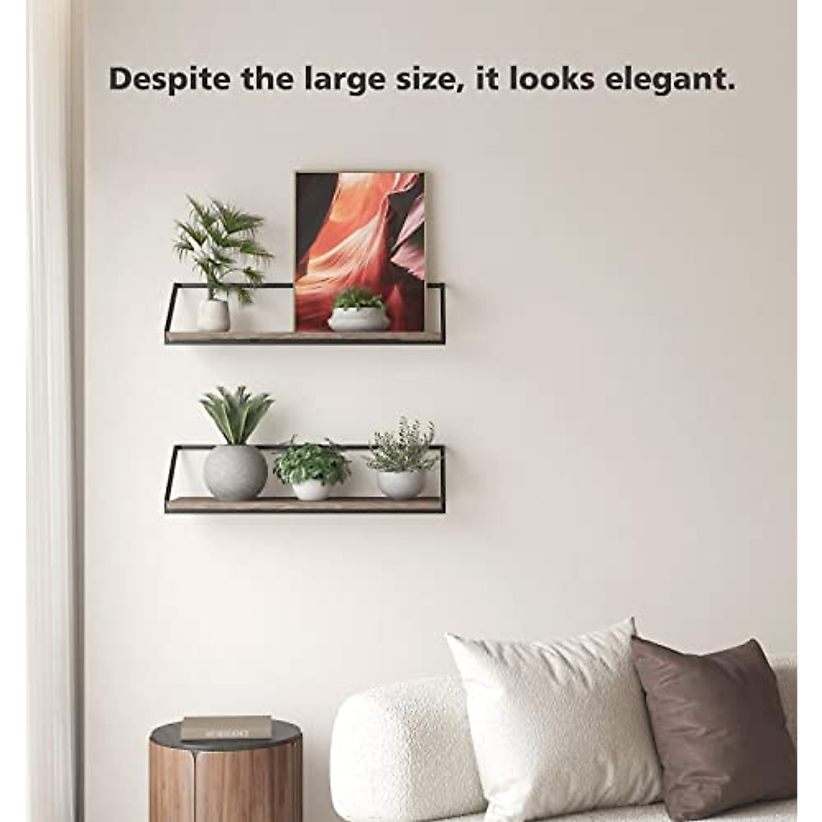 ARTLUO Shelves for Wall Decor Set of 2，24 Inch Floating Wall Shelves，Floating Book Shelves for Wall，Natural Wood Floating Shelves，Wall Mounted Bookshelf，Wall Shelves for Bedroom，Living Room，Bathroom