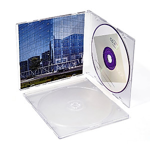 Maxtek Ultra Thin 5.2mm Slim Clear CD Jewel Case with Built in Frost Clear Tray, 100 Pack.
