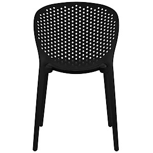 2xhome Set of 4 Modern Pool Patio Chairs, Stackable Dining Side Chairs for Indoor Outdoor Kitchen Living Room Restaurant, Black