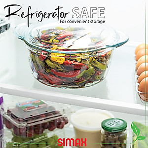 Simax Casserole Dish with Lid, Glass Casserole Dish, Holds 96 Oz (3 Quarts), Oven to Table Serving Dish, Microwave, Dishwasher, and Oven Safe Cookware