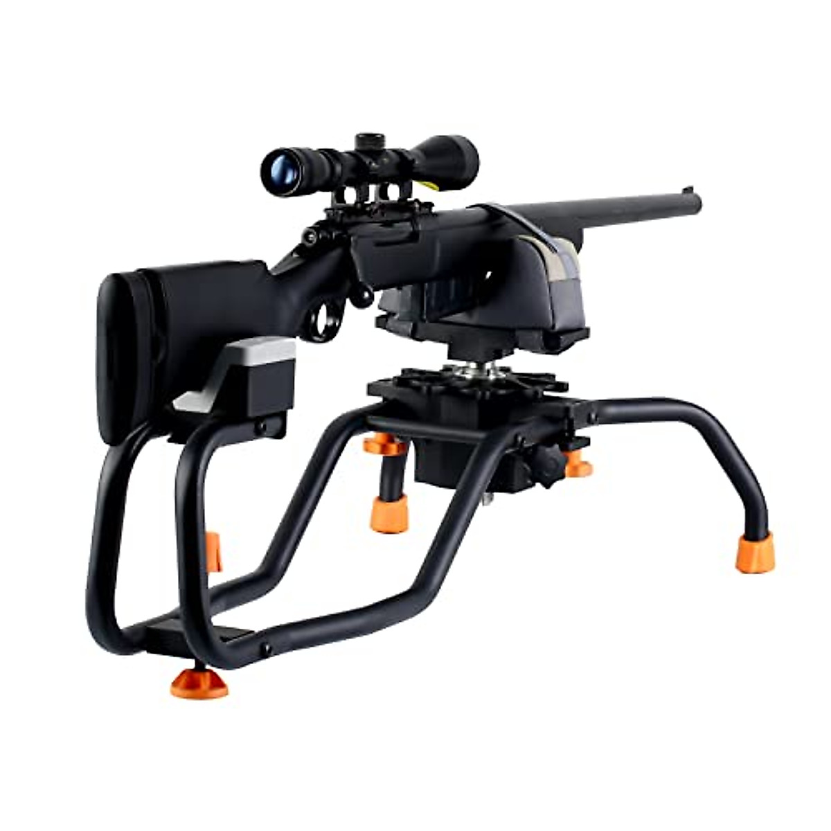 PORMUCAL Adjustable Ambidextrous Rifle Hunting Shooting Rest for Outdoor Range with Deluxe Universal Front Rest Bag