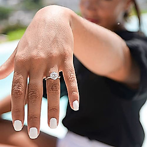 espere 3 Ct CZ Solitaire Engagement Ring Sterling Silver White Gold Plated Size 6