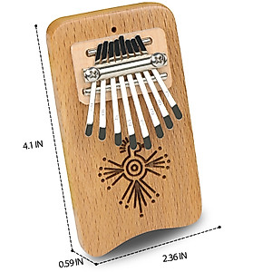 REGIS Kalimba 8 Key exquisite Finger Thumb Piano Marimba Musical good accessory Pendant Gif (Wood color)