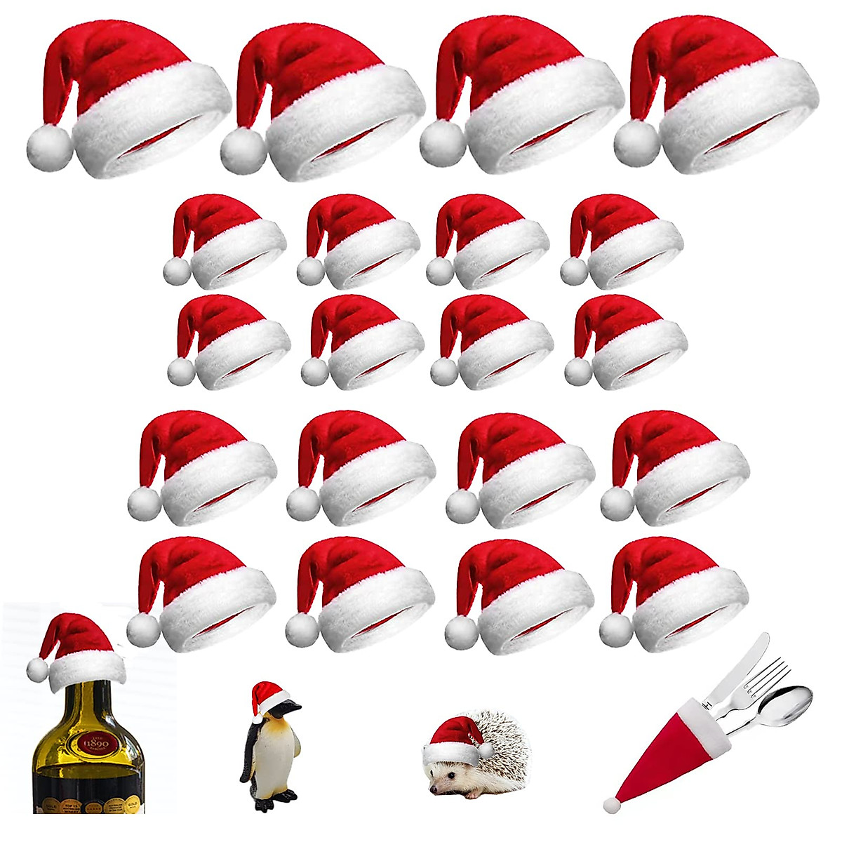 GHAMYEE 40pcs Mini Santa Hats Tiny Christmas Hats for Crafts Pets Wine Bottle Topper Red Home Christmas Decor 2 3 inch Bulk Set