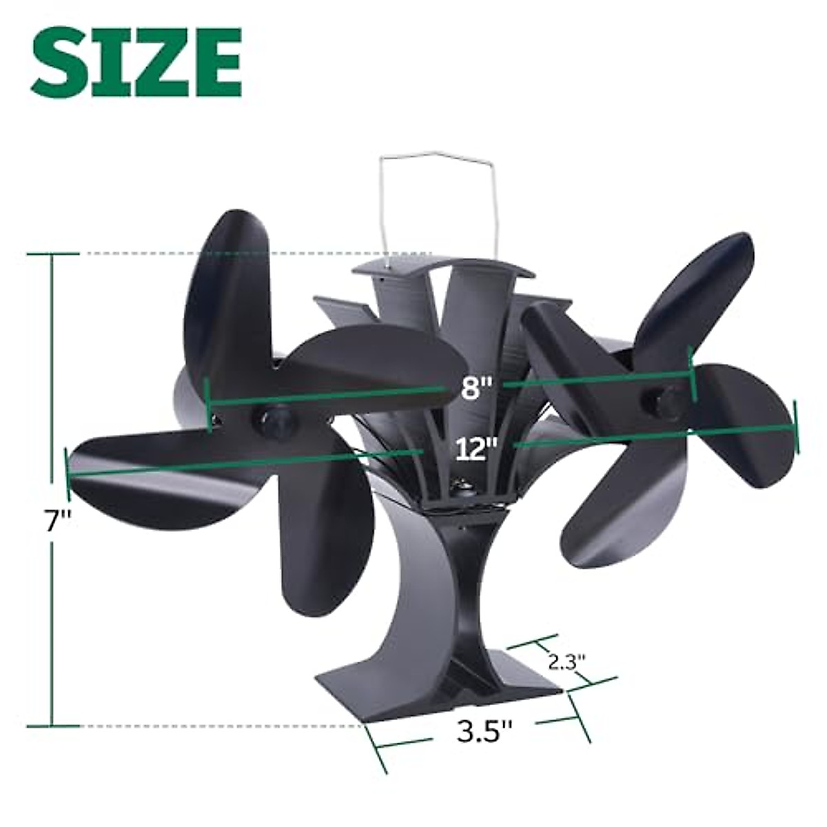 KIAADSY Dual Motors 8-Blade Wood Stove Fan，Heat Powered Stove Top Fan for Heater/Wood/Pellet/Log Burner/Fireplace, Upgrade Cocoon Fan, Efficiently Circulate Warm Air(with Bracket)