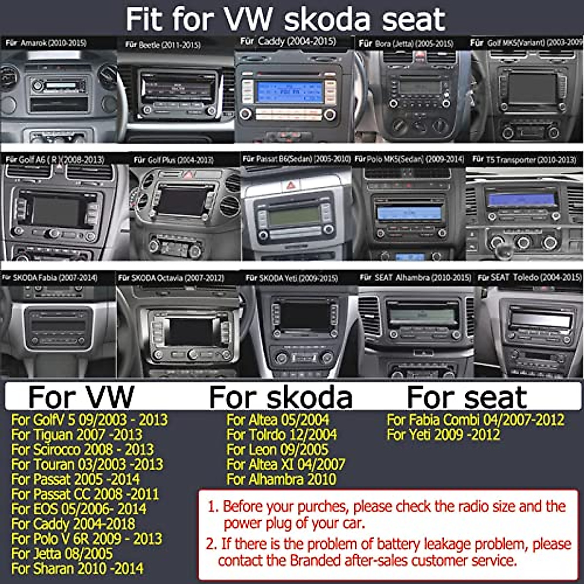 SCUMAXCON 6.5" Car Stereo RCD360 PROII RCD330 Carplay Android Auto Bluetooth USB SD RVC FM for VW Golf MK5 MK6 Passat Caddy Jetta Polo CC EOS (Backup Camera Actived)