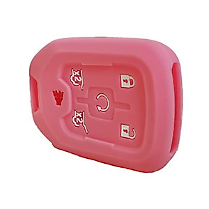 Silicone Smart Key Fob Cover Case Jacket Keyless Entry for Chevrolet Suburban Tahoe GMC Yukon XL HYQ1AA 6 Buttons Pink