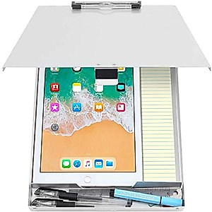 ROCOFF Metal Clipboard with Storage - Letter Size Aluminum Clipboards, Low Profile Clip Box Heavy Duty, Great for Office Jobsite or Classroom, Medical System, Law Enforcement, Single Compartment