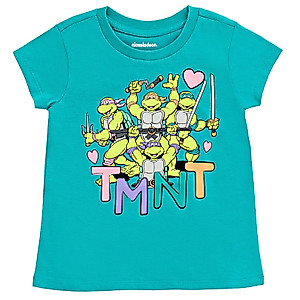 Teenage Mutant Ninja Turtles Leonardo Michelangelo Raphael Little Girls 2 Pack T-Shirts Purple/Blue 6