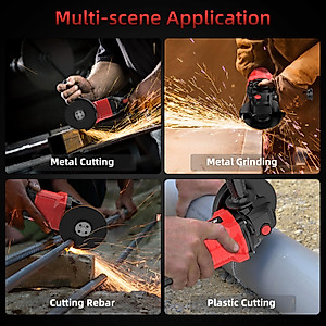 NAWIN 20V-cordless angle grinder 4-1/2'' cut off tool 2×4.0Ah Batteries & Charger,Max Brushless Motor 9000 RPM for Cutting, Grinding,Polishing（angle grinder variable speed）