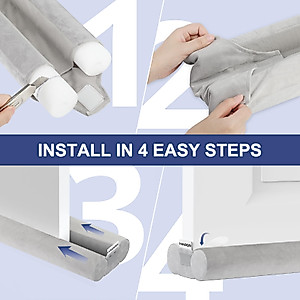 Door Draft Stopper for Bottom of Door, 36 Inch Under Draft Air Noise Light Blocker 30"- 36" Double Side Soundproof Sweep Filler Seal Gap up to 1.7" for French Patio Sliding Door Guard, Grey