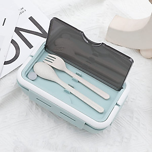 G-Ahora Versatile 2-Compartment Stitch Bento Lunch Box, Stitch Lunch Box, Leak-Proof Lunchbox Bento Box with Utensil Set for Dining Out, Work, Picnic, School (LBOX Stitch)