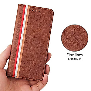 Fansipro Wallet Folio Case for Samsung Galaxy S9 Plus, Premium PU Leather Slim Fit Cover for Galaxy S9 Plus, 2 Card Slots, 1 Transparent Photo Frame Slot, 3 Color Bands, Brown
