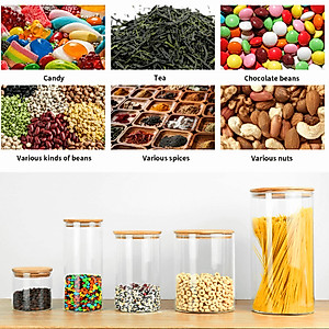Food Storage Jar, 18.6 FL OZ (550 ML), [Thickened Version] 77L Glass Food Storage Jar with Airtight Seal Bamboo Lid - Modern Design Clear Food Storage Canister for Serving Tea, Coffee, Spice and More