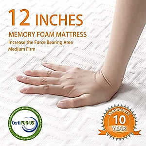 12 inch Queen Size Memory Foam Mattress ，Bed Mattress in a Box，Medium Firm ，5 Layer All Foam System Supportive & Pressure Relief -365 Nights Trail