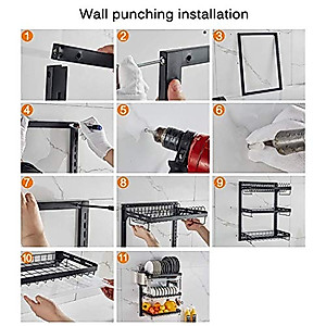 FEHUN Sinks,3-Layer Kitchen Shelf 415 * 26 * 545Cm,Wall-Mounted Stainless Steel Drain Rack Dish Rack with Holder,Chopsticks Cage