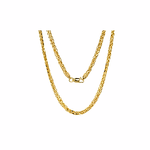 JEWELHEART 10K Gold Square Wheat Chain Necklace - 2.2mm Braided Dainty Yellow Gold Necklace Thin Gold Chain Diamond Cut Real Gold Chain For Women with Lobster Clasp 18"