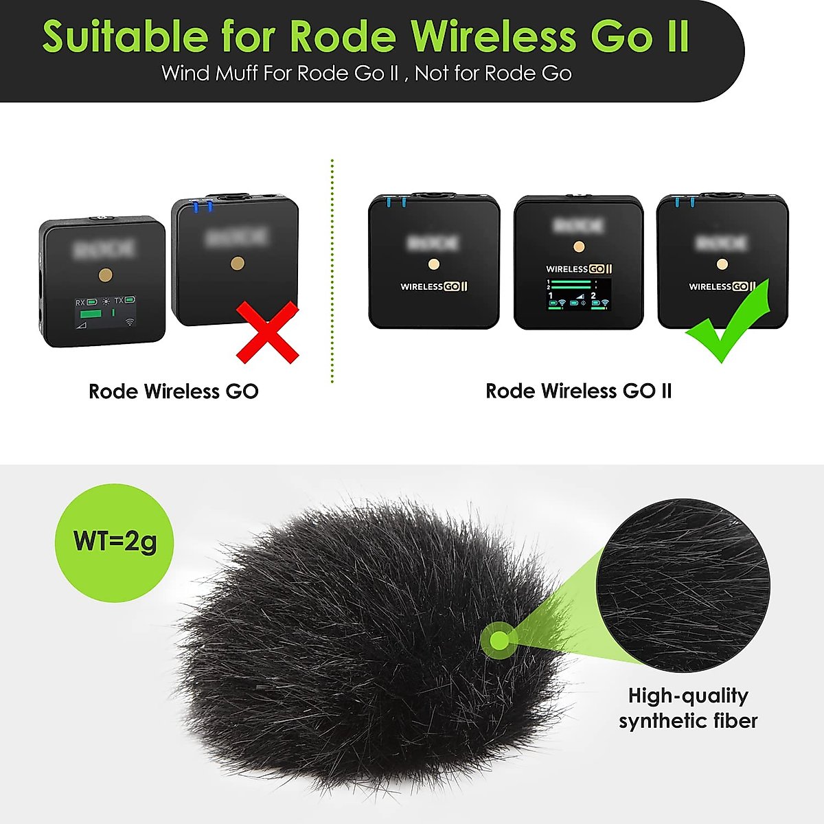 Wireless GO II Interview Microphone Handle, Retractable Wireless go II Handheld Adapter with Wind Muff for RODE Wireless GO II - Rode Go 2 Accessories by YOUSHARES （Metal）
