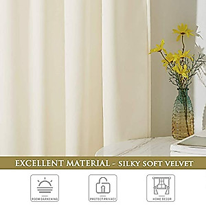 StangH Ivory White Velvet Curtains - Super Soft Back Tab Window Curtains for Bedroom, Privacy Home Decoration for Living Dining Room/Nursery, W52 x L84 inches, 1 Panel