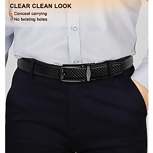 BULLIANT Men Belt, Ratchet Click Sliding Leather Belt for Gift Men 1 3/8,Cut for Fit(Black,32"-38" Waist Adjustable)