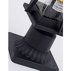 EERU Waterproof Outdoor Post Light Fixture Pole Mount Light with Pier Mount Adapter, Black Finish with Seeded Glass Outdoor Post Lantern for Patio, Garden, Porch and Backyard